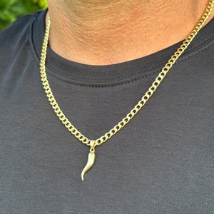 18K Italian Cornicello Necklace, Gold Filled Italian Amulet Necklace ...
