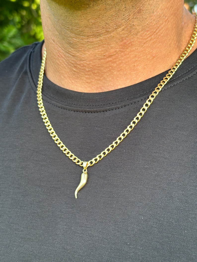 18K Italian Cornicello Necklace, Gold Filled Italian Amulet Necklace ...