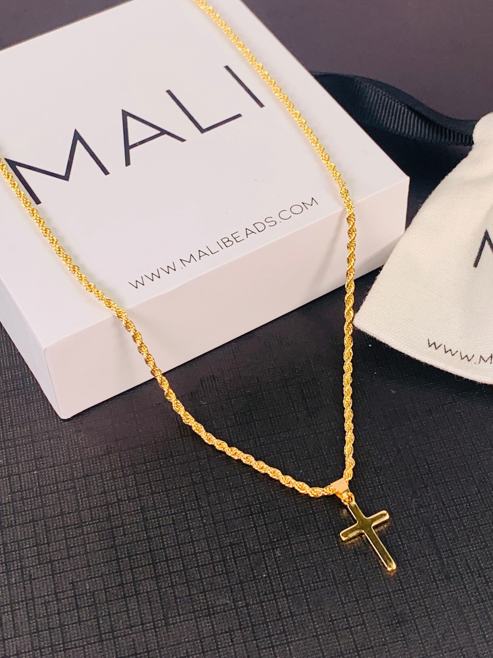 Simple Gold Mens Cross Necklace 2mm Rope Chain Layering - Etsy