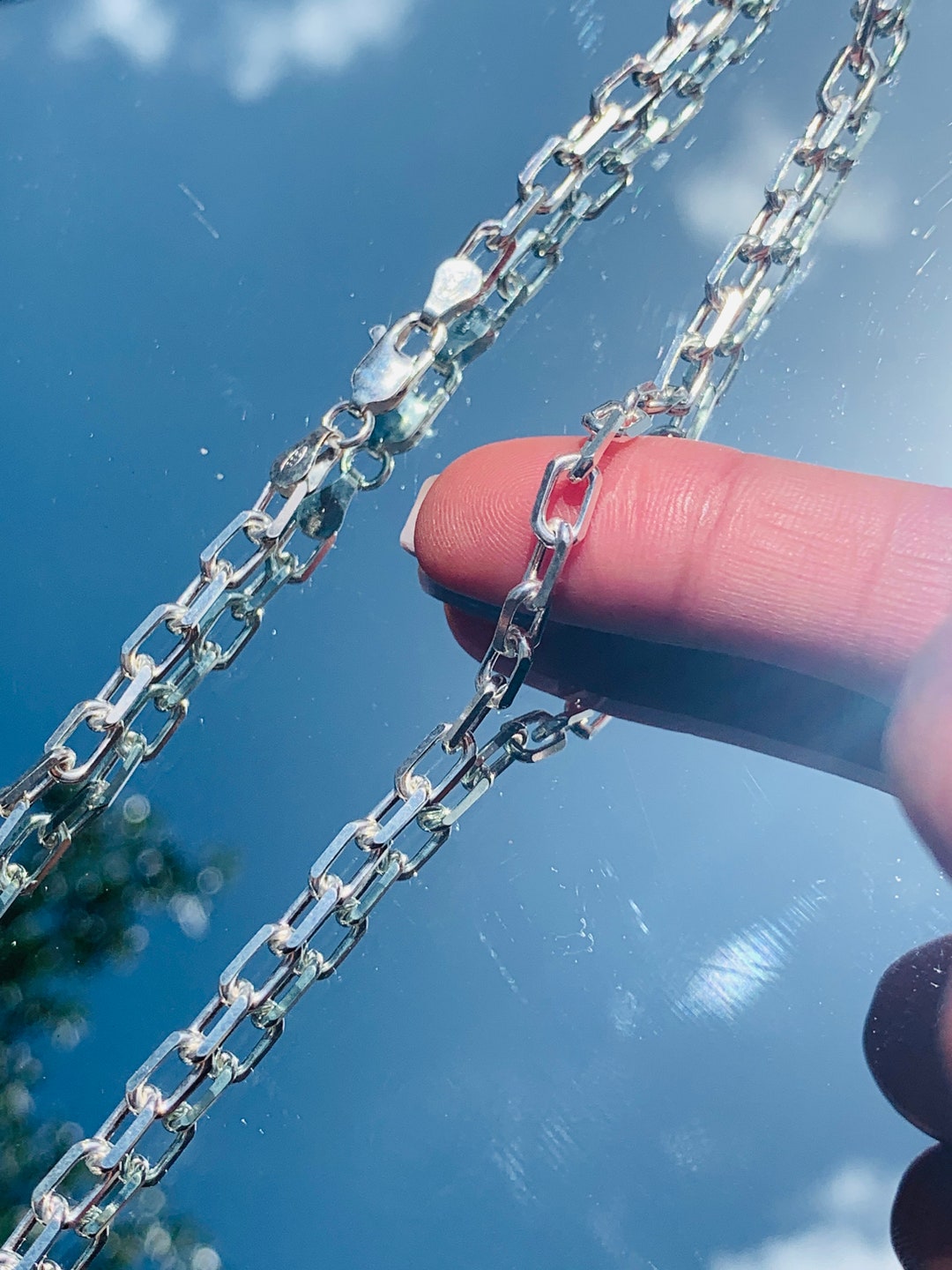 Mens Silver Paperclip Chain, 4mm Mens Link Necklace, Thick Silver Chain ...