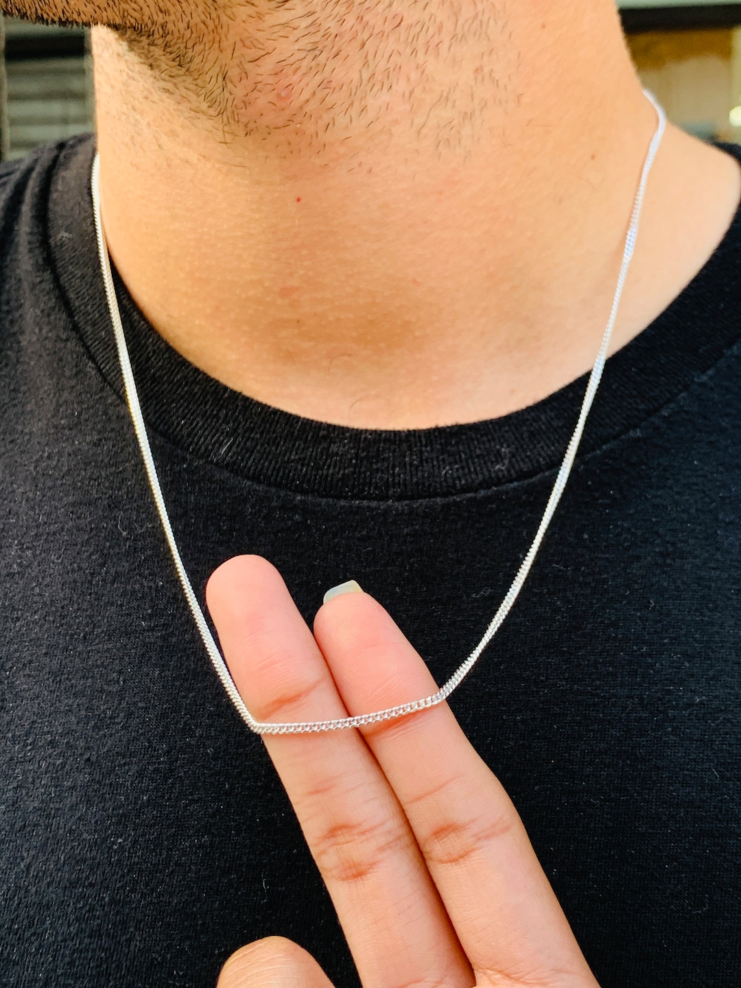 Thin Sterling Silver Chain for Man, Layering Chains for Men, Necklace ...