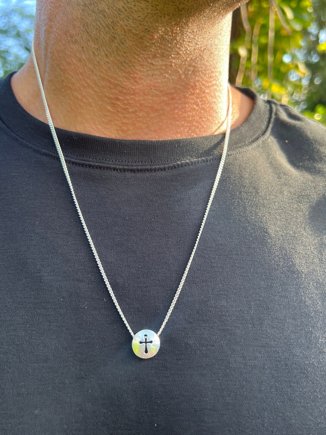 Sterling Silver Mens Cross Chain, Christian Cross Necklace, Cross ...