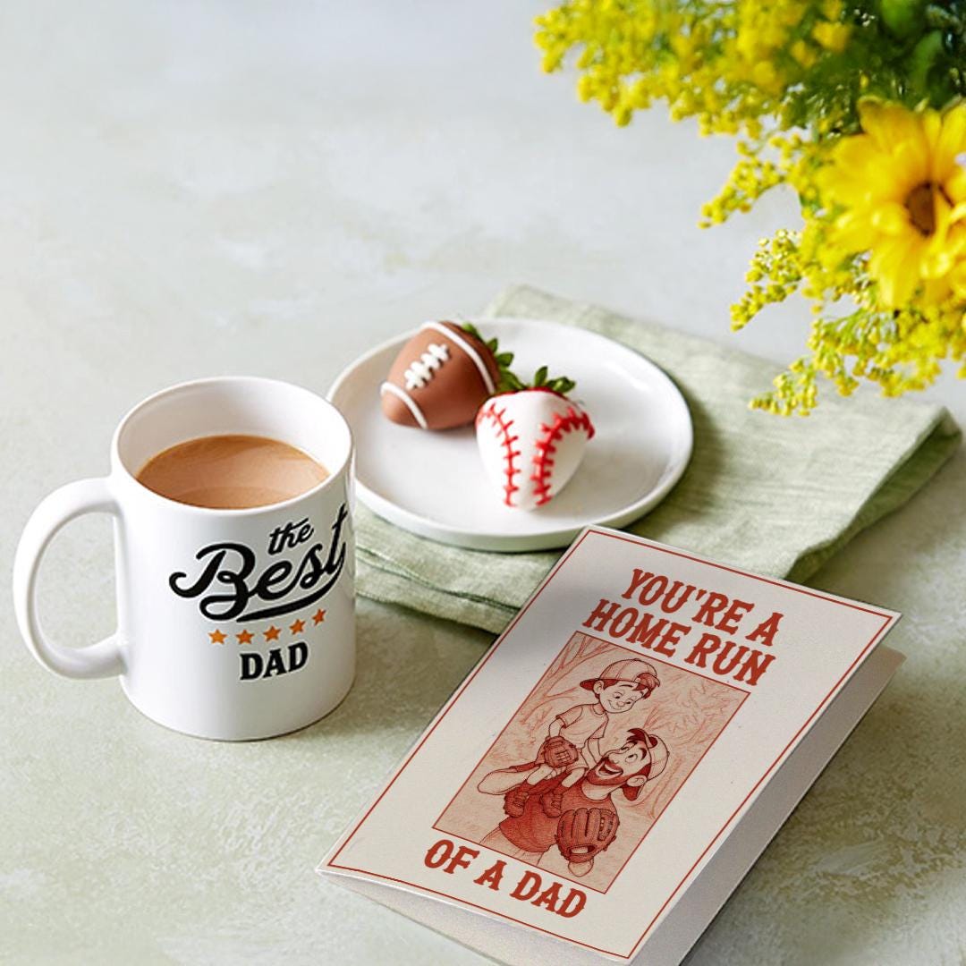 Father’s Day Card for Baseball Dad – “home Run Dad” Vintage Sketch - Etsy