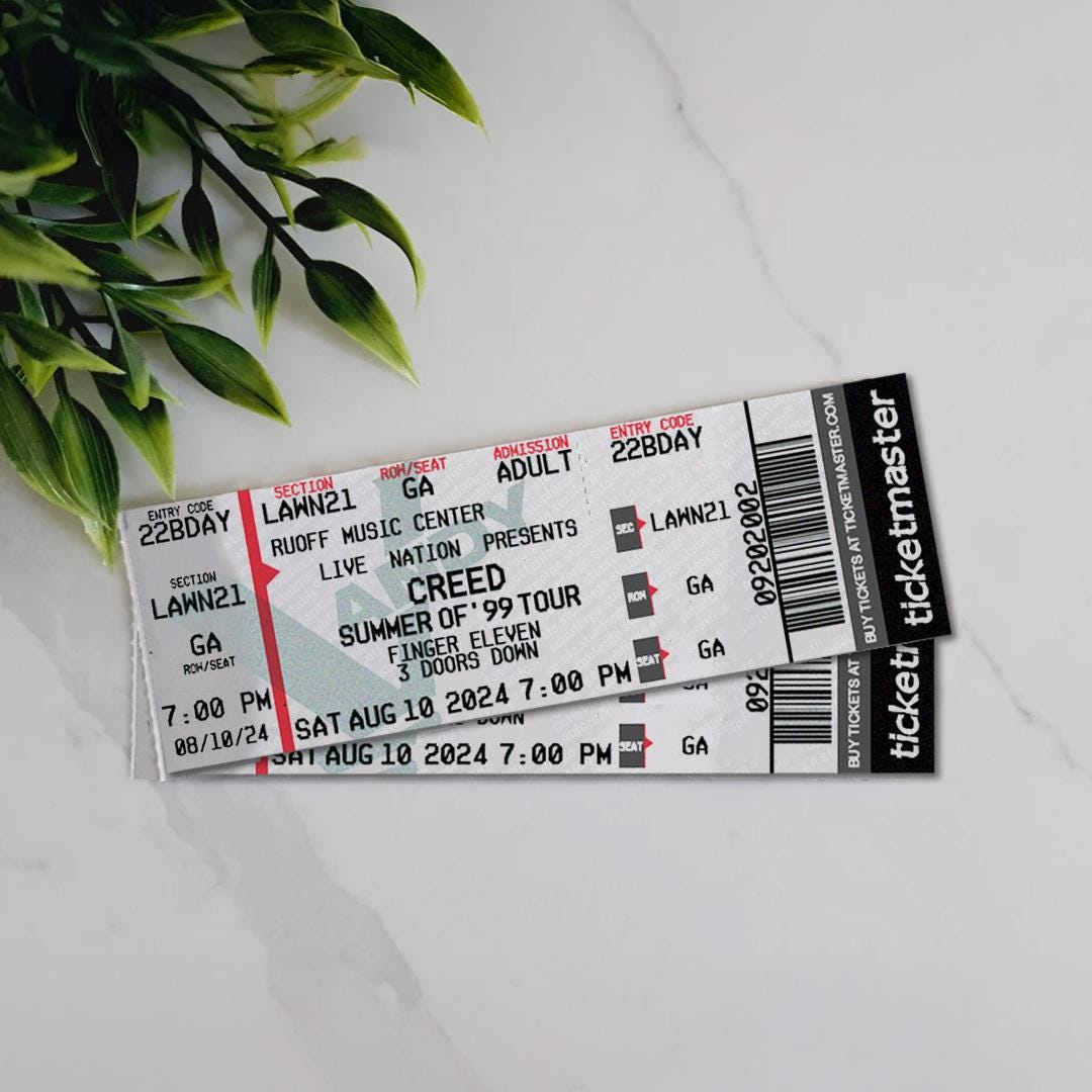Custom Concert Ticket Stub – Personalized Event Memorabilia - Etsy