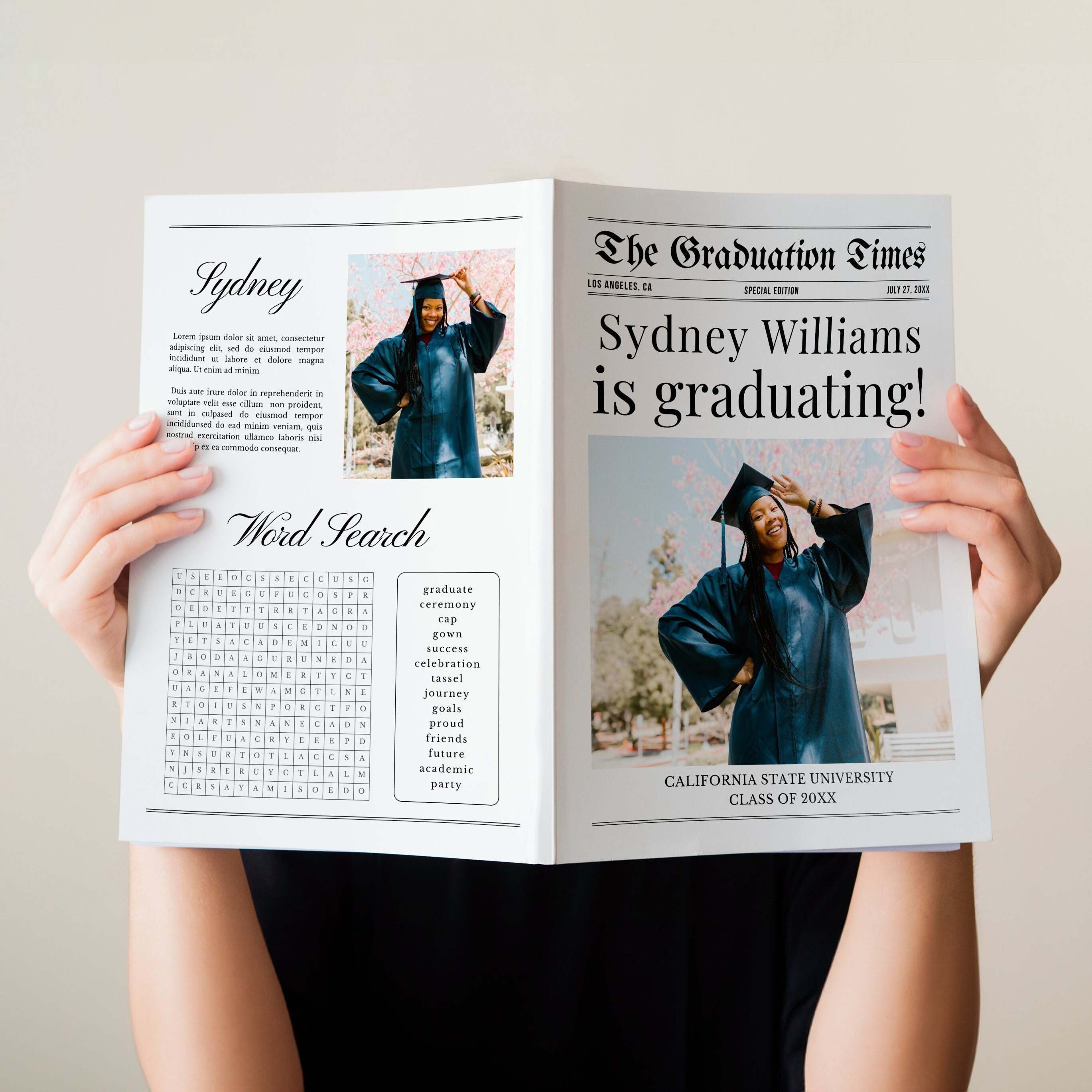 Graduation Newspaper Template: Senior Photo Keepsake (canva Editable ...