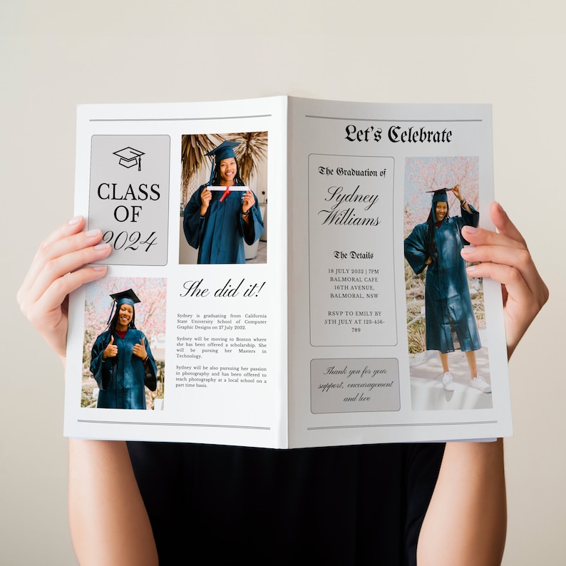 Graduation Newspaper Template: Senior Photo Keepsake (canva Editable ...