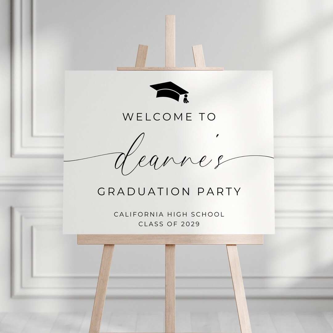 Graduation Party Welcome Sign Template, Modern Minimalist Buffet Sign ...