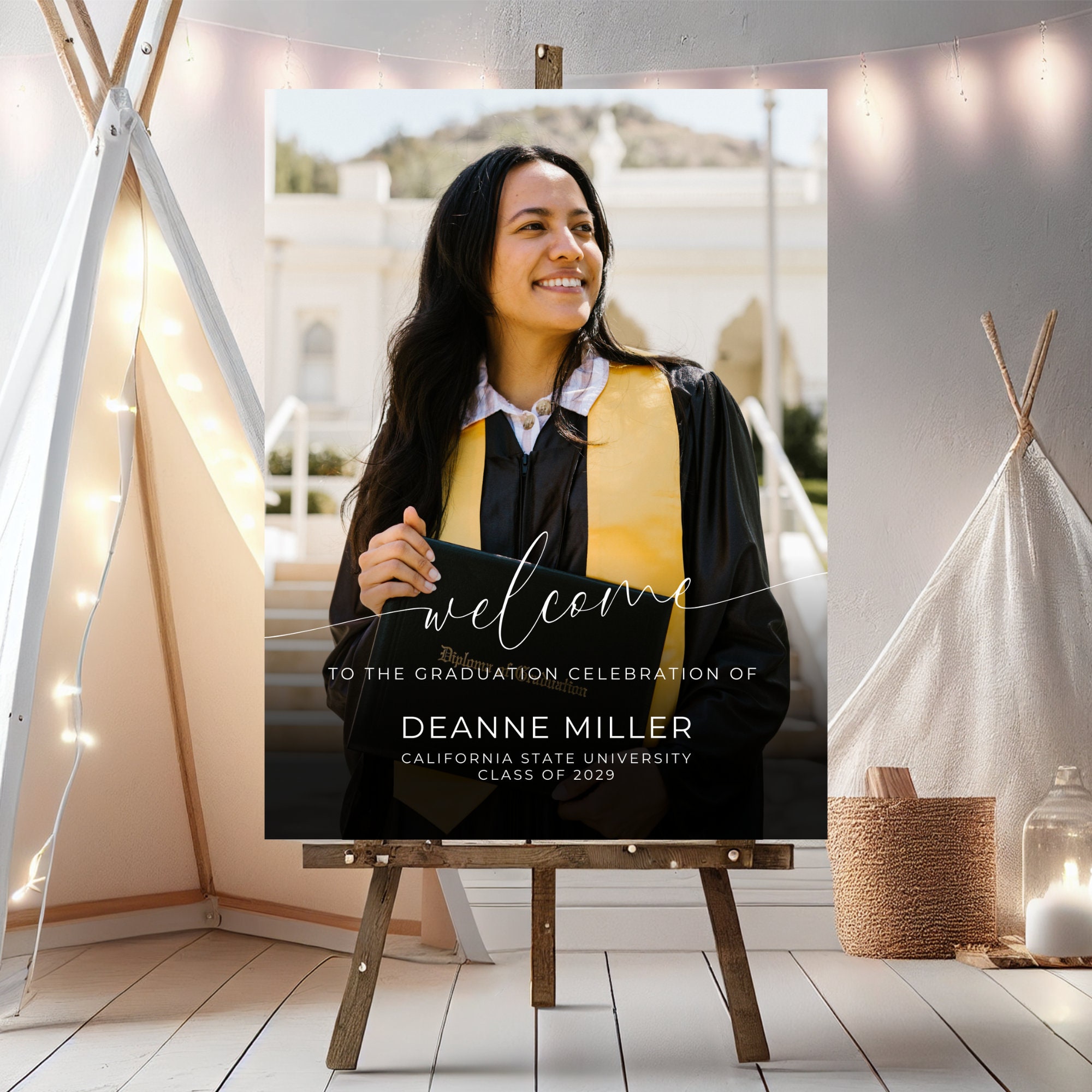 Graduation Party Welcome Sign Template, Modern Minimalist Buffet Sign ...