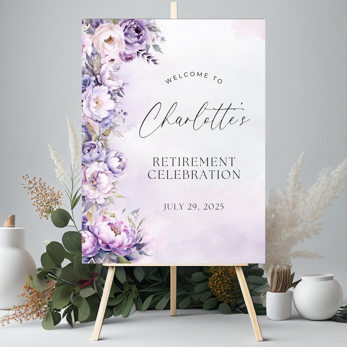 Retirement Party Welcome Sign Template, Floral Buffet Sign, Party Sign ...