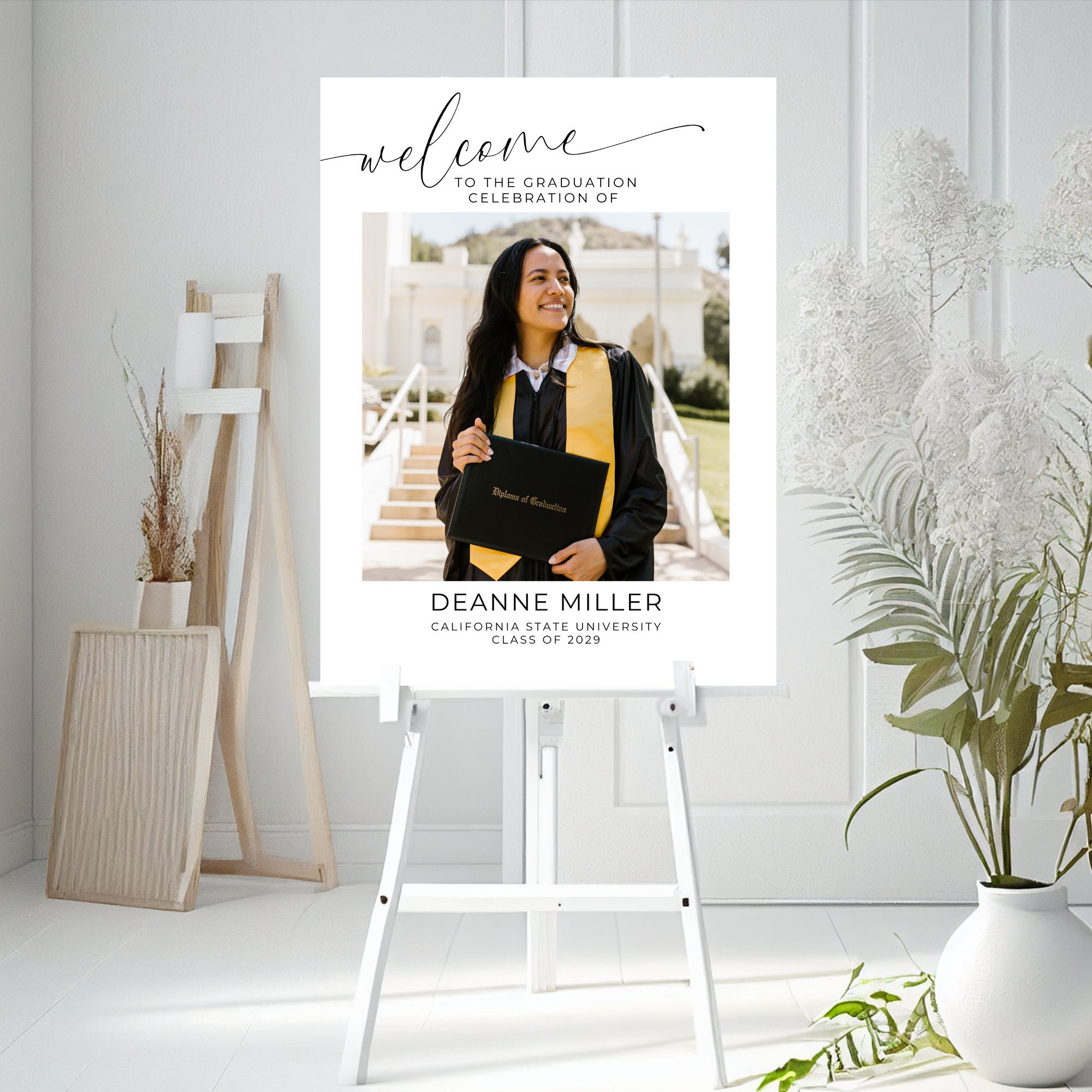 Graduation Party Welcome Sign Template, Modern Minimalist Buffet Sign ...