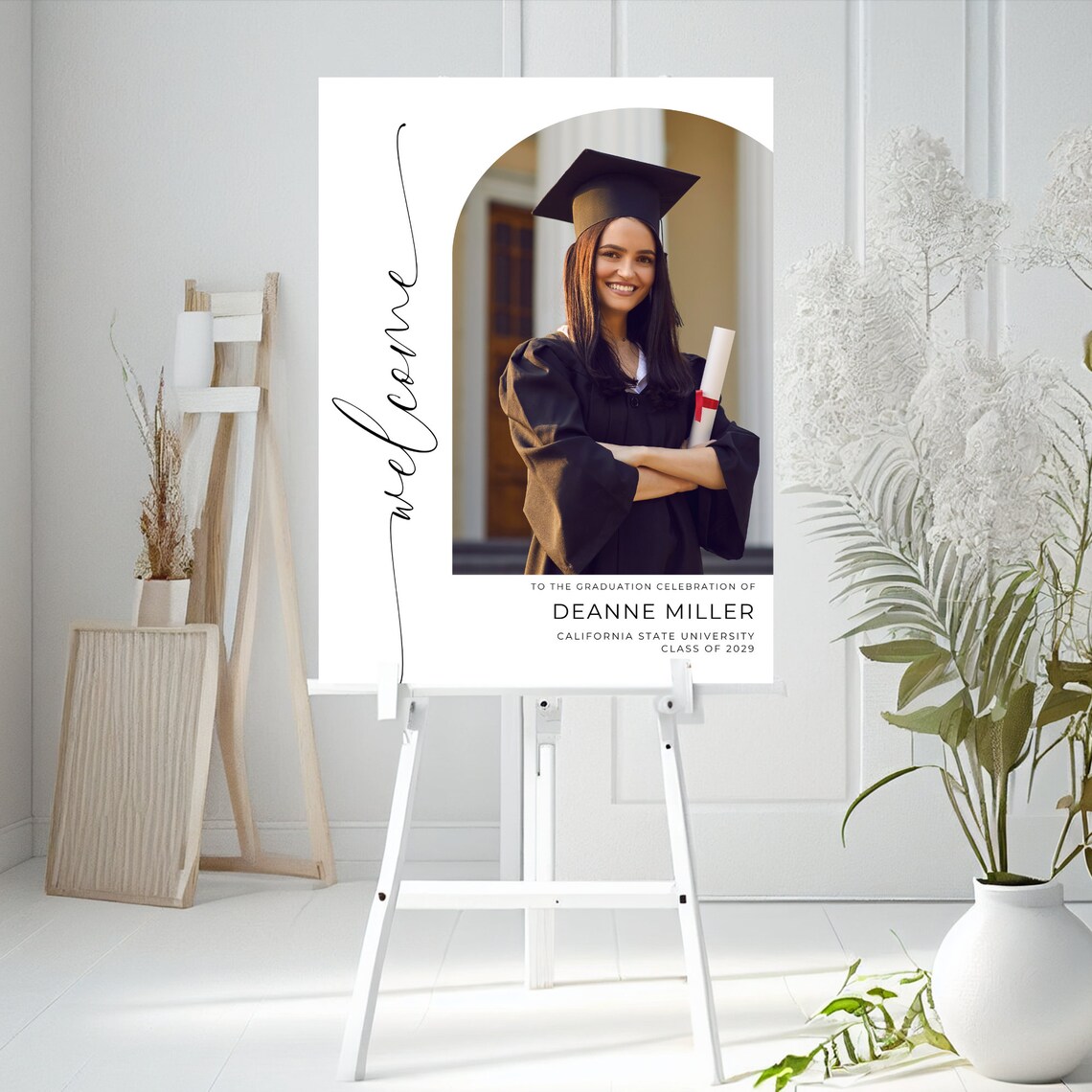 Graduation Party Welcome Sign Template, Modern Minimalist Buffet Sign ...