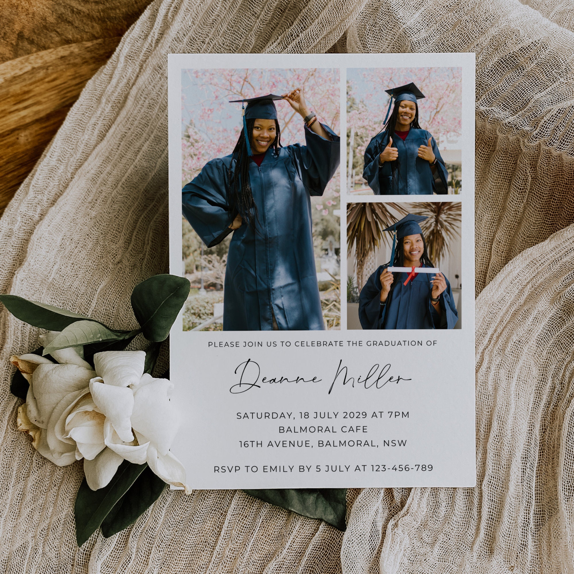 Graduation Party Invitation Template With Photos, Editable in Canva ...