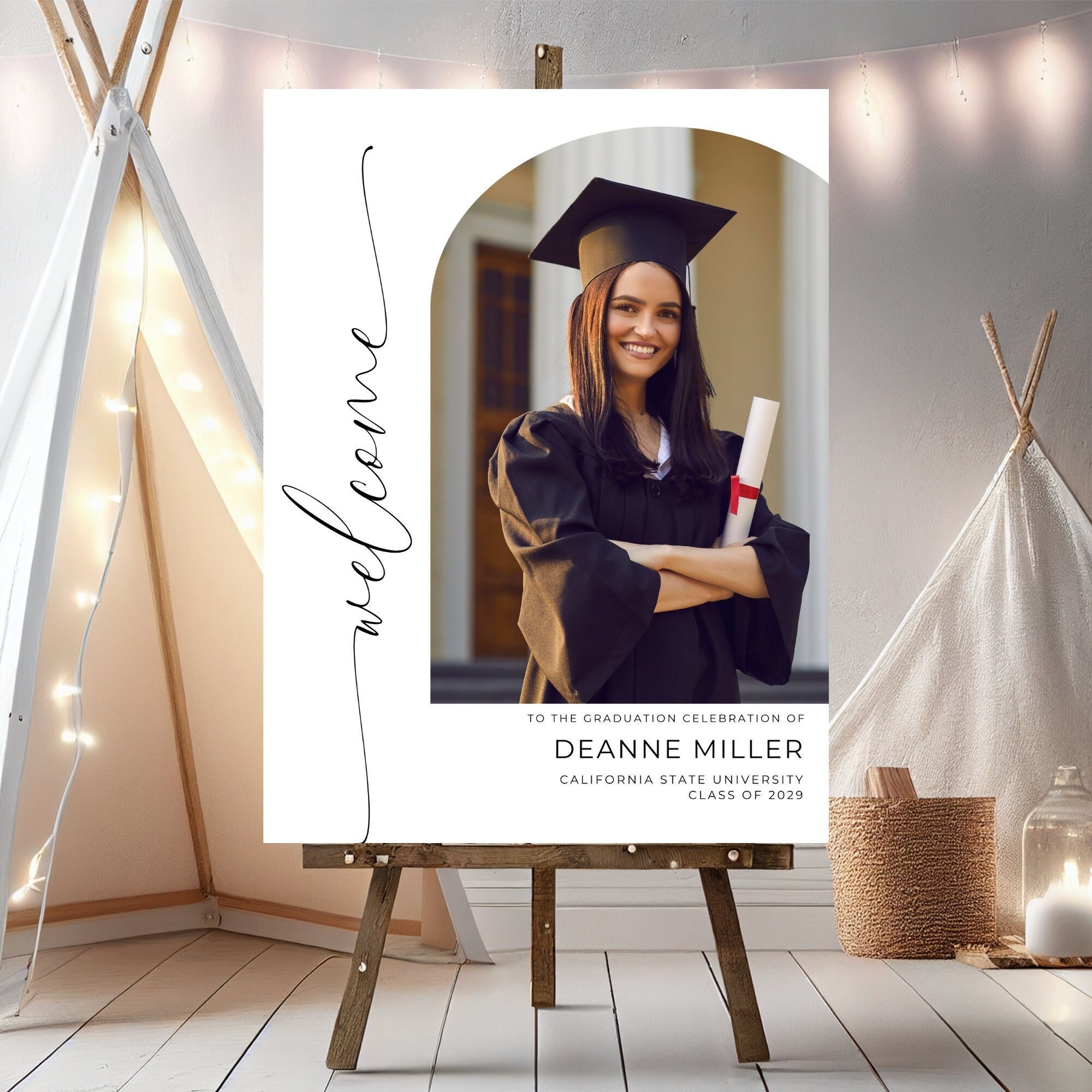 Graduation Party Welcome Sign Template, Modern Minimalist Buffet Sign ...