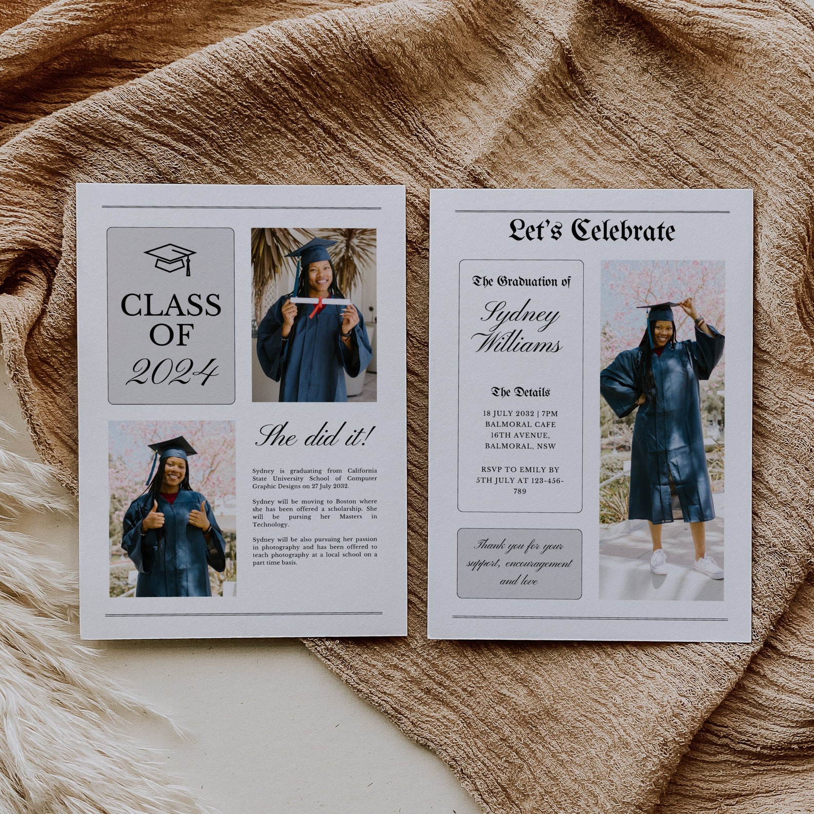 Graduation Newspaper Template: Senior Photo Keepsake (canva Editable ...