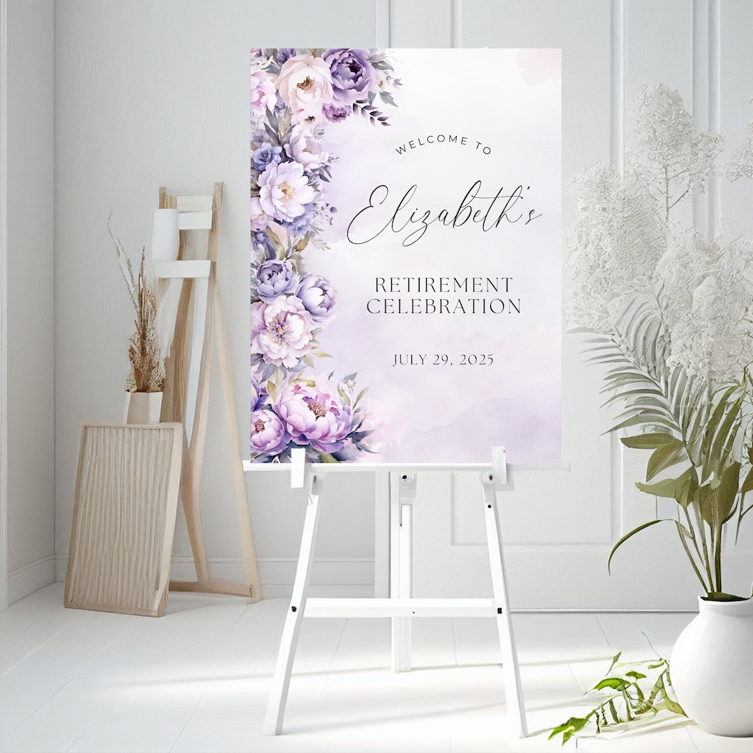 Retirement Party Welcome Sign Template, Floral Buffet Sign, Party Sign ...