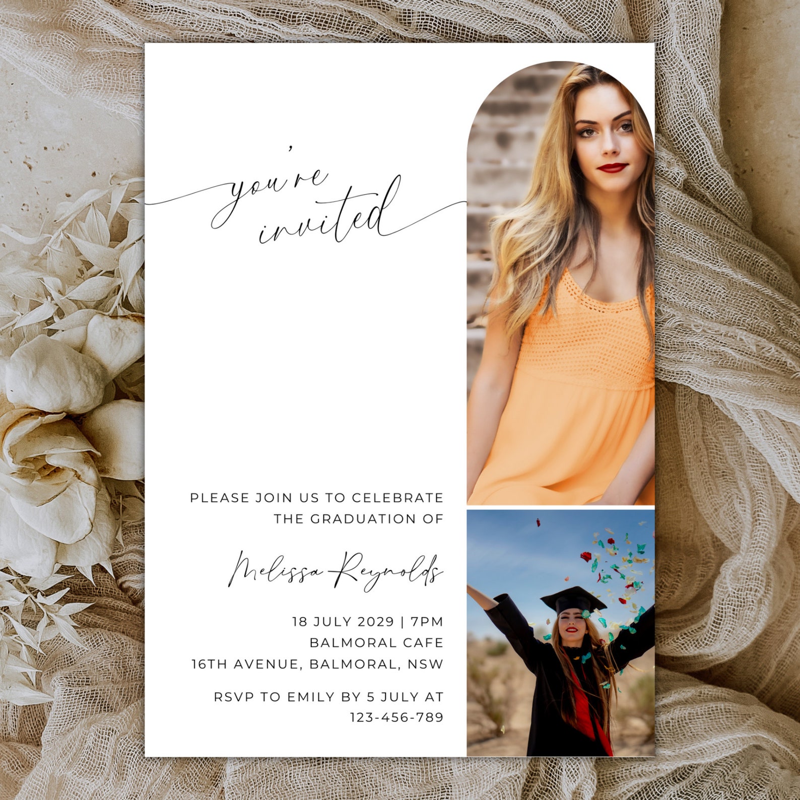 Graduation Party Invitation, Template With Photos, Editable in Canva ...