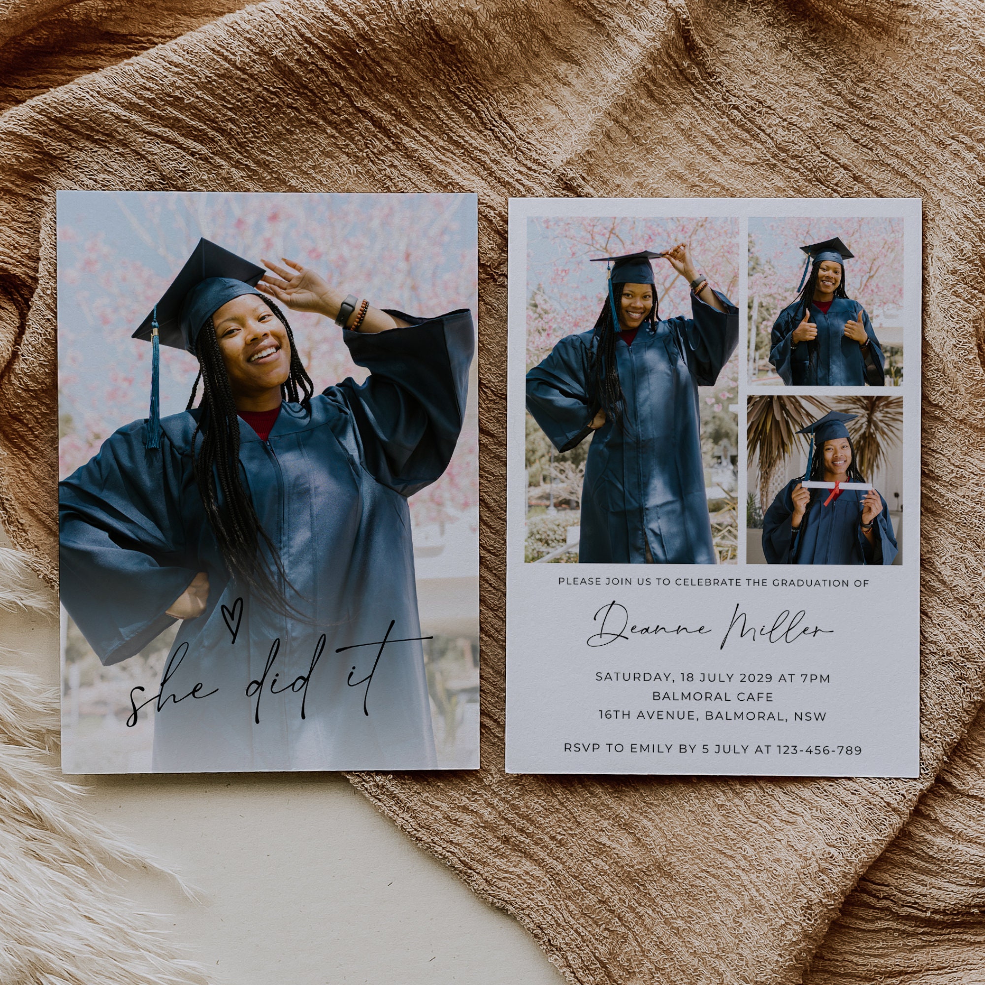 Graduation Party Invitation Template With Photos, Editable in Canva ...