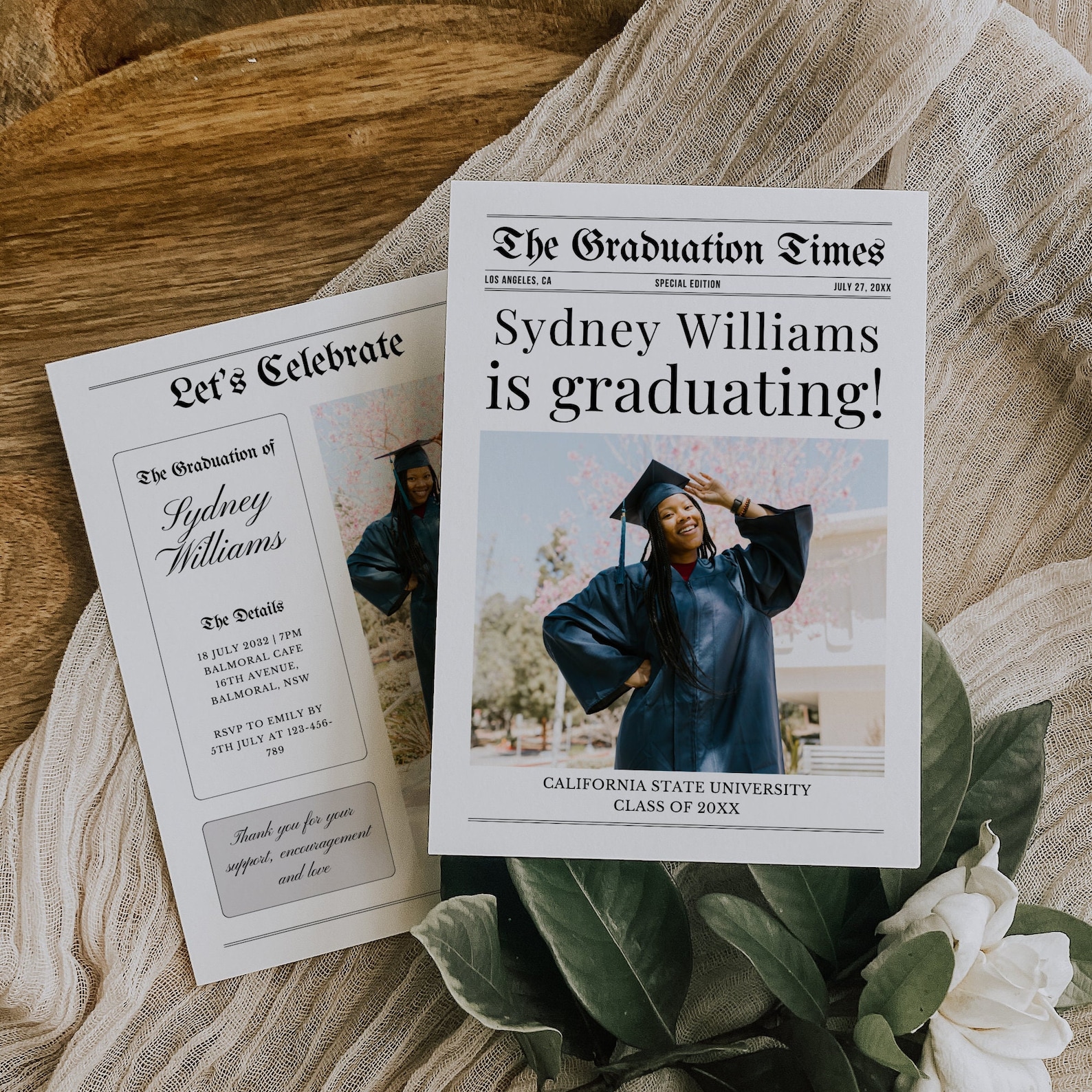 Graduation Newspaper Template: Senior Photo Keepsake (canva Editable ...