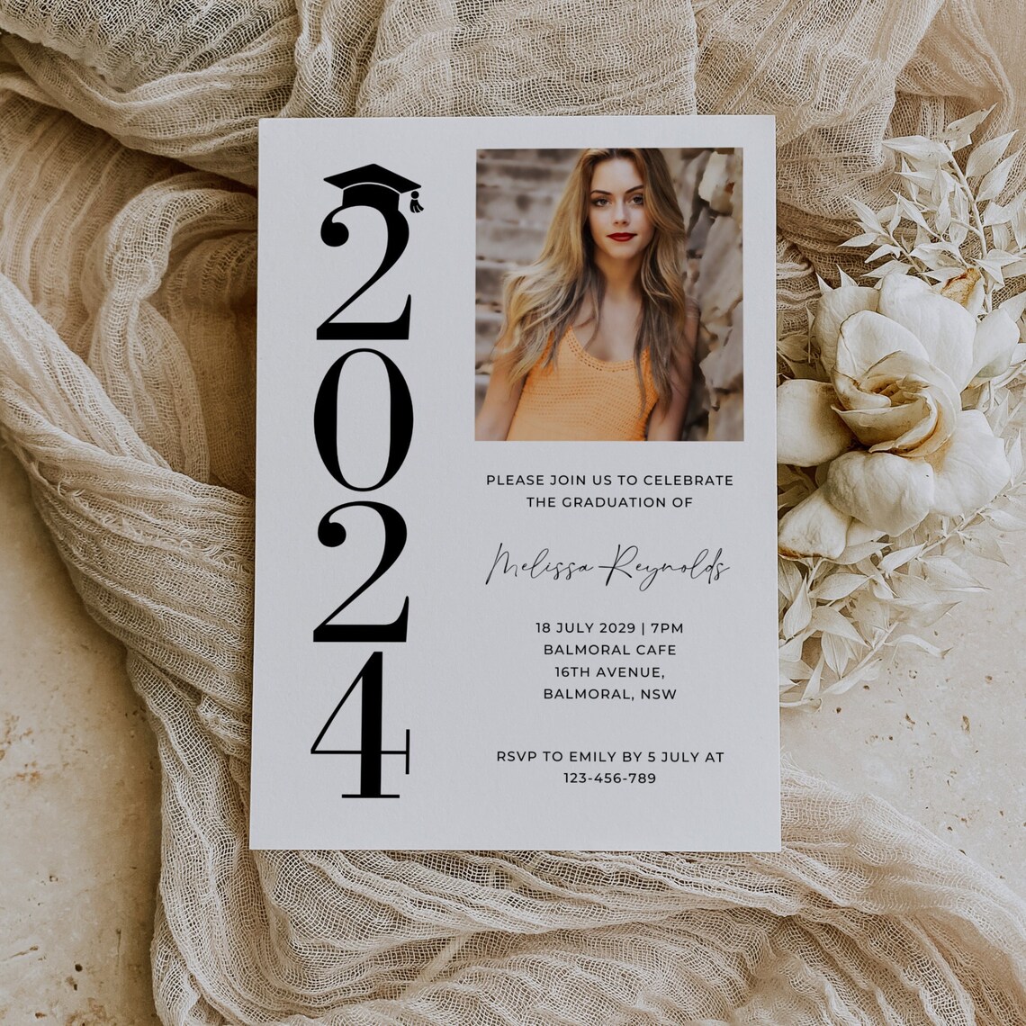 Graduation Party Invitation, Template With Photo, Edit in Canva ...
