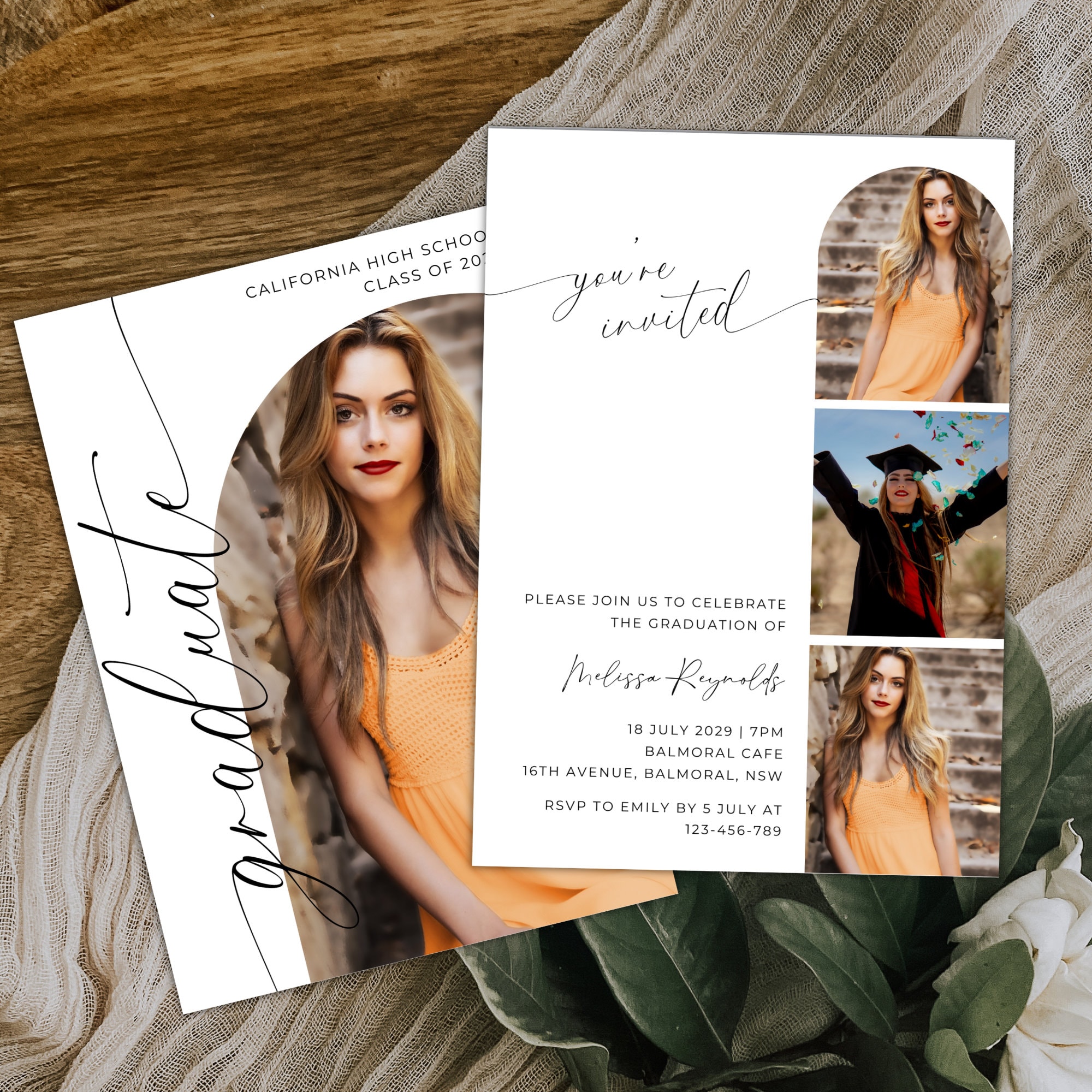 Graduation Party Invitation, Template With Photos, Editable in Canva ...