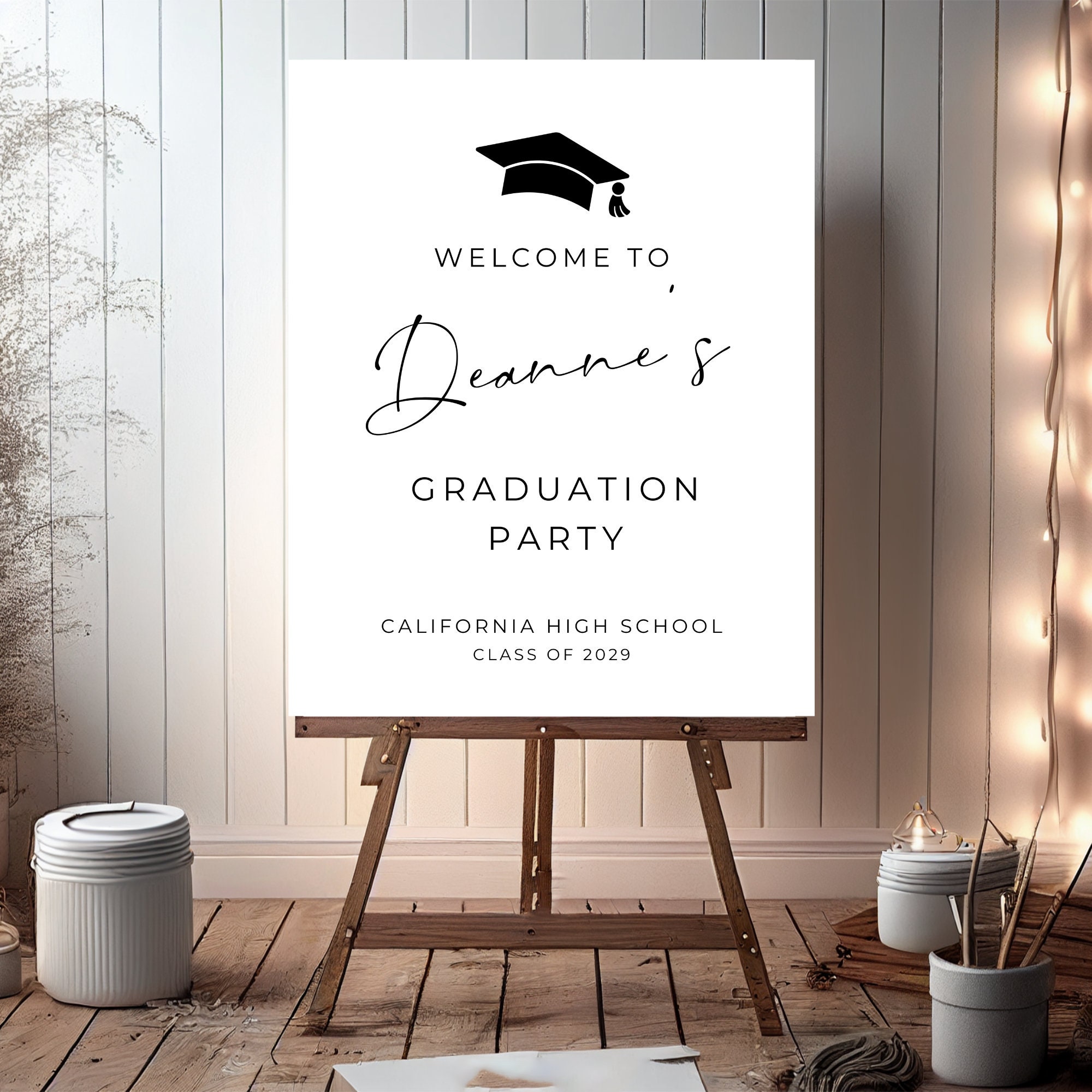 Graduation Party Welcome Sign Template, Modern Minimalist Buffet Sign ...