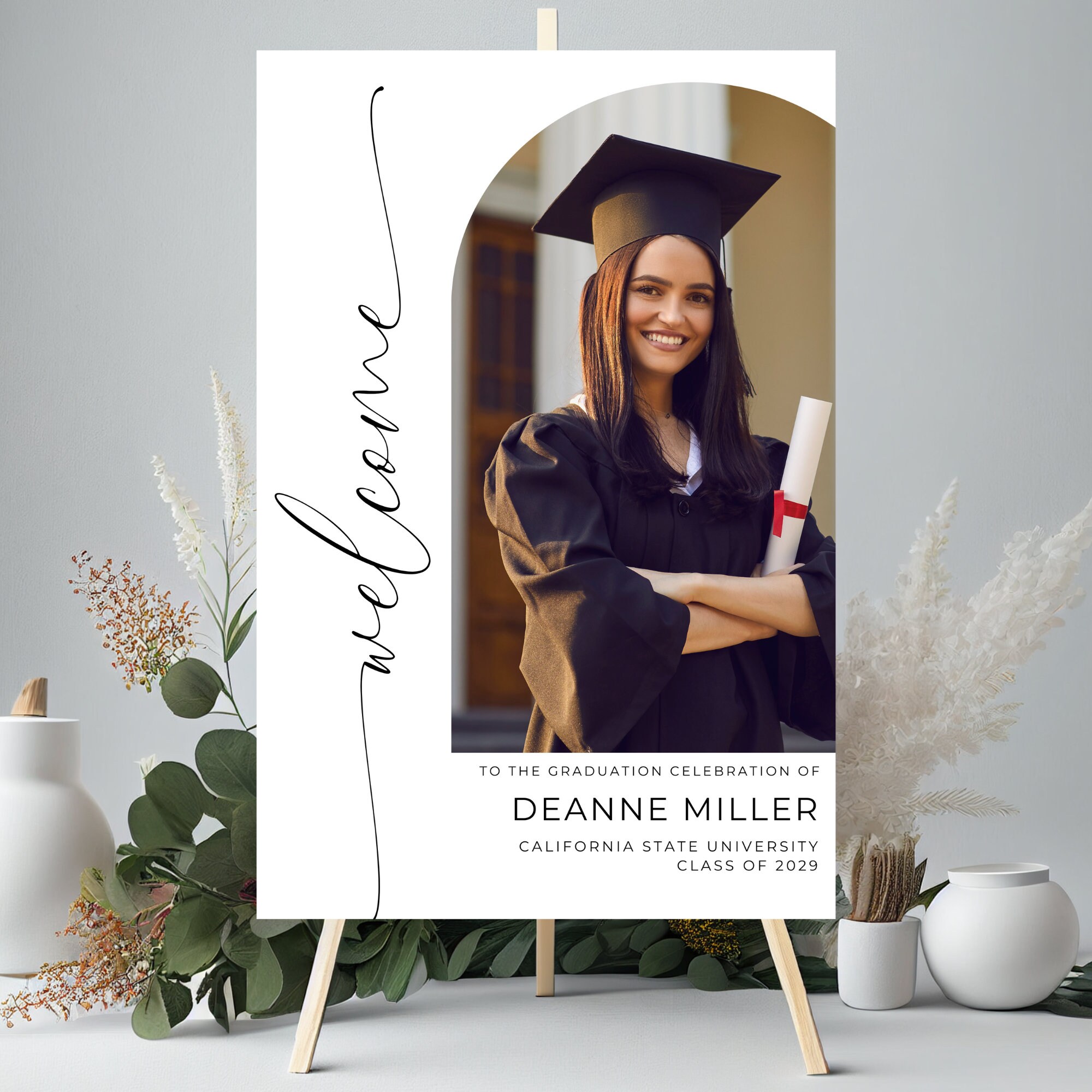 Graduation Party Welcome Sign Template, Modern Minimalist Buffet Sign ...