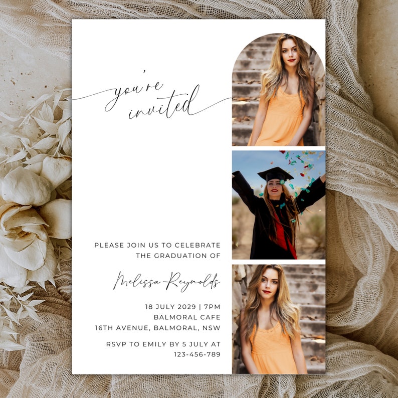 Graduation Party Invitation, Template With Photos, Editable in Canva ...