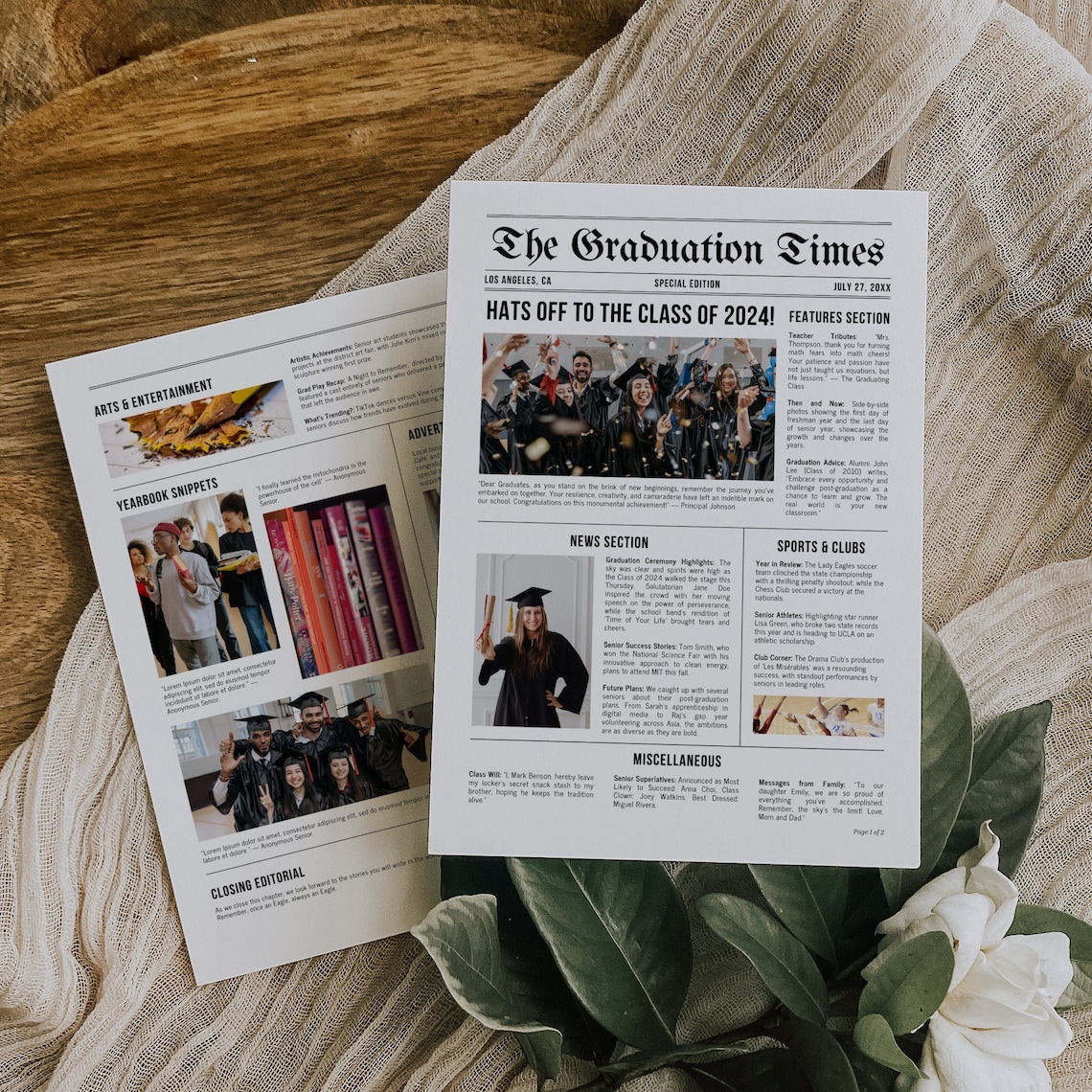 Graduation Newspaper Template: Senior Announcement, Editable in Canva ...