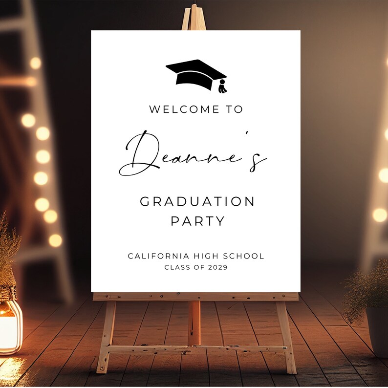 Graduation Party Welcome Sign Template, Modern Minimalist Buffet Sign ...