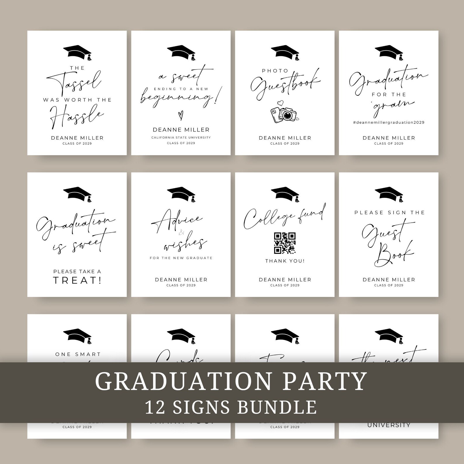 Graduation Party Sign Template Bundle Graduation Advice Card - Etsy