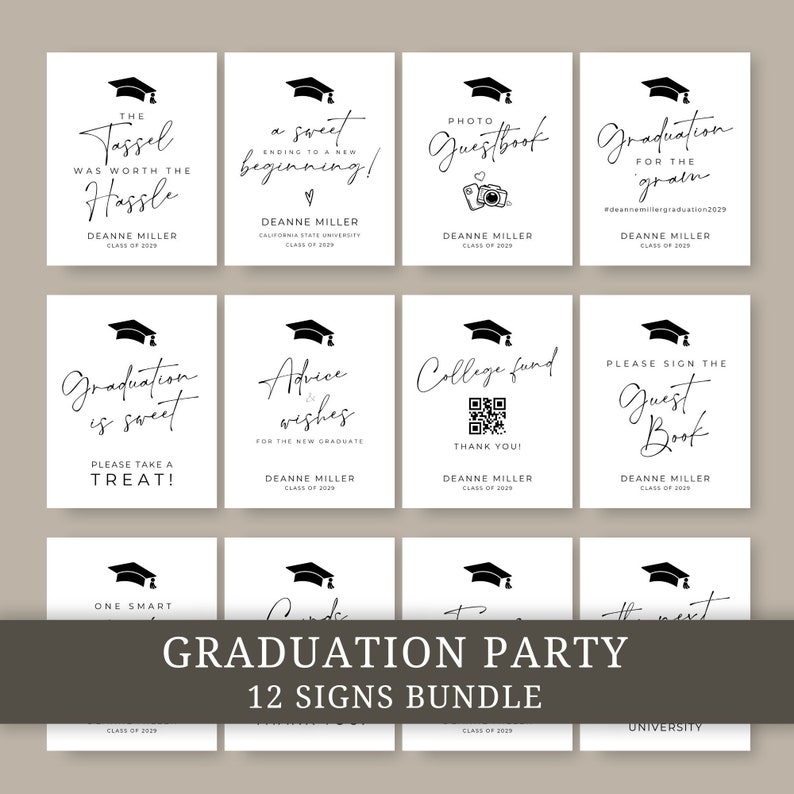 Graduation Party Sign Template Bundle Graduation Advice Card - Etsy