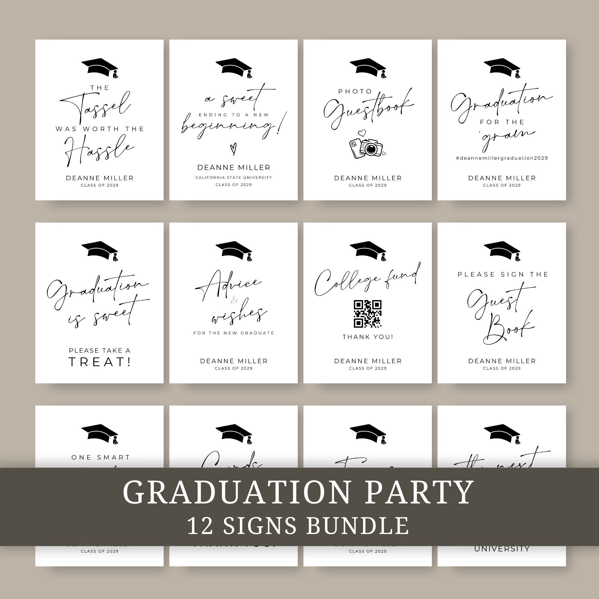 Graduation Party Sign Template Bundle Graduation Advice Card - Etsy