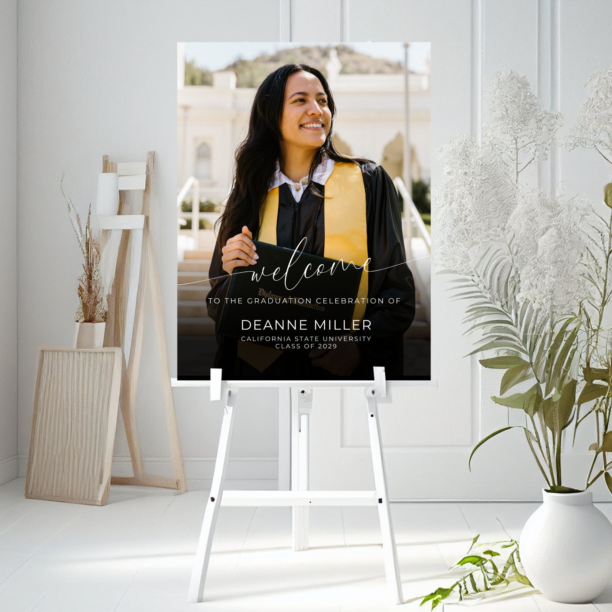 Graduation Party Welcome Sign Template, Modern Minimalist Buffet Sign ...