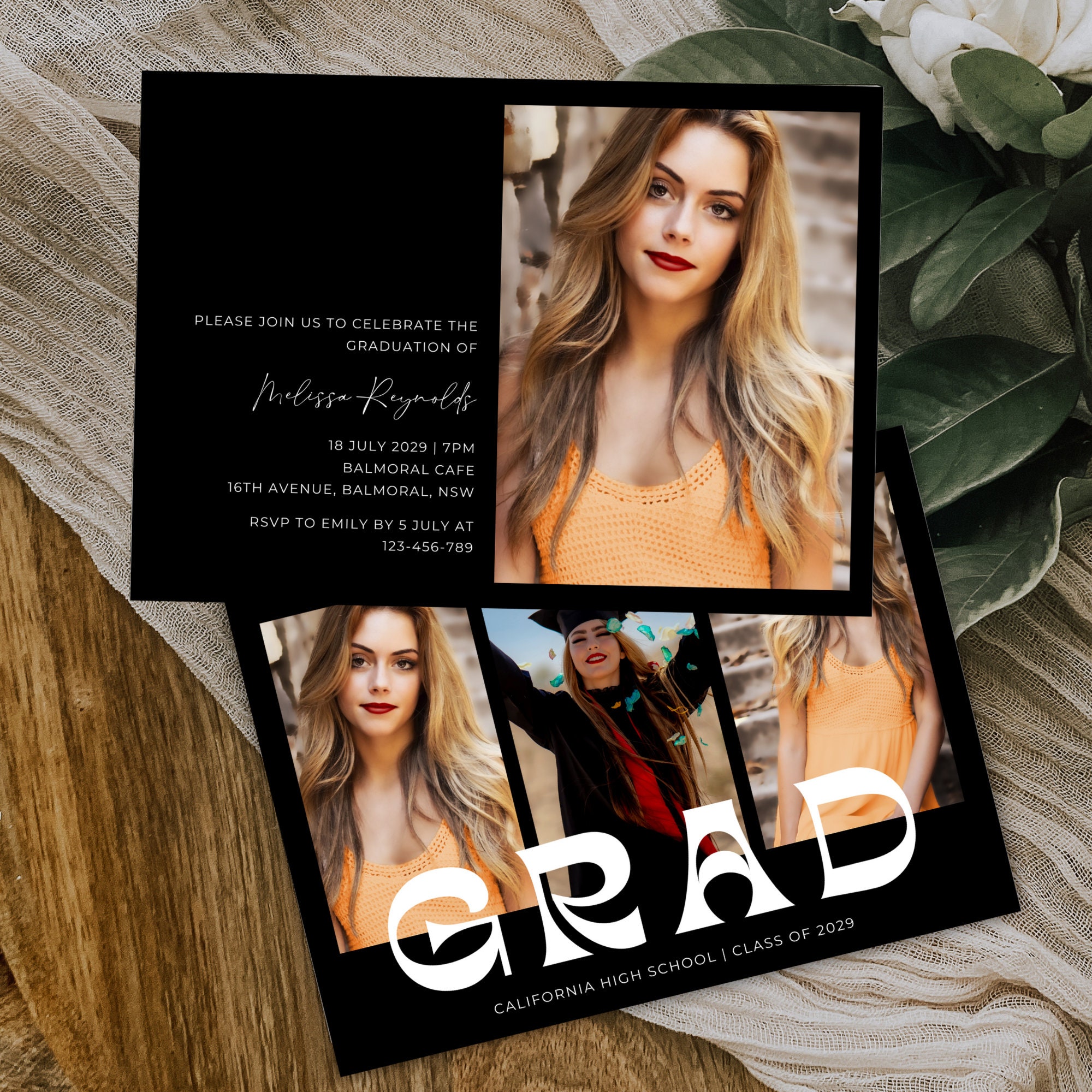 Graduation Party Invitation, Template With Photos, Editable in Canva ...