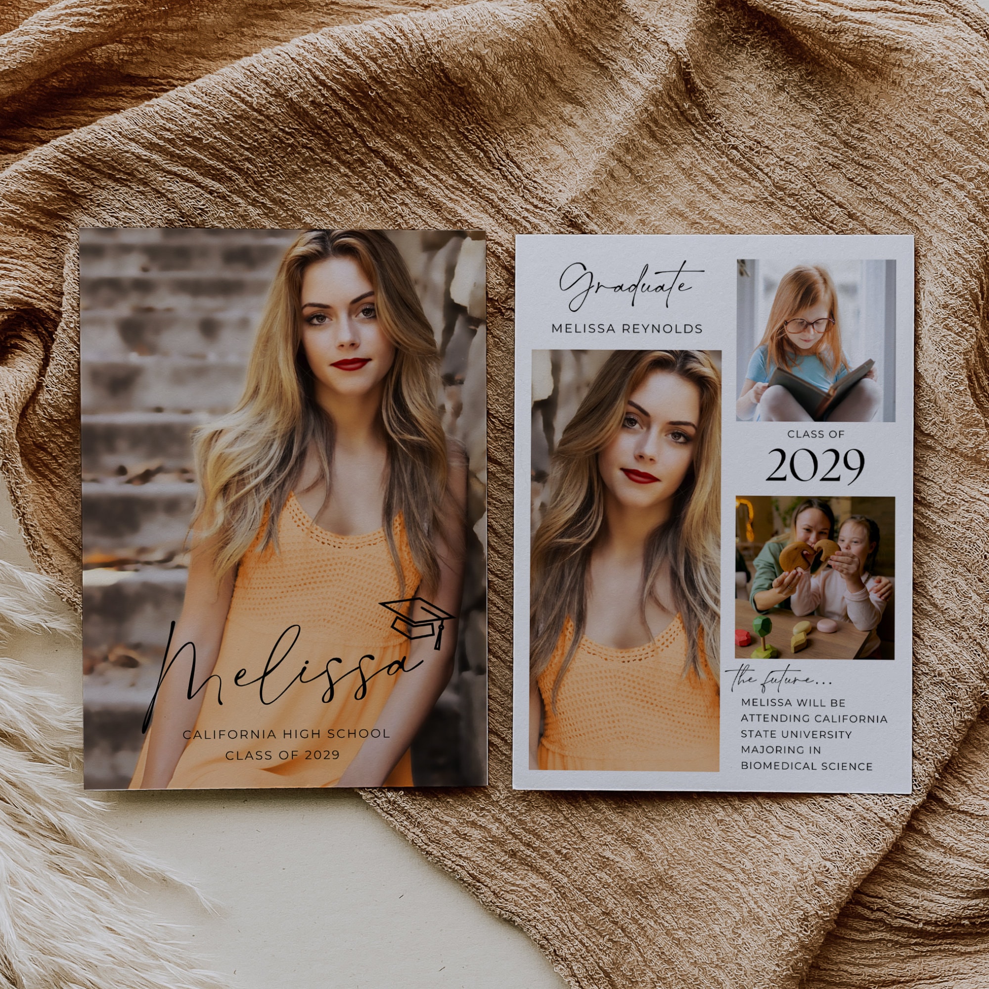 Graduation Announcement Template With Photos, Editable in Canva, Senior ...