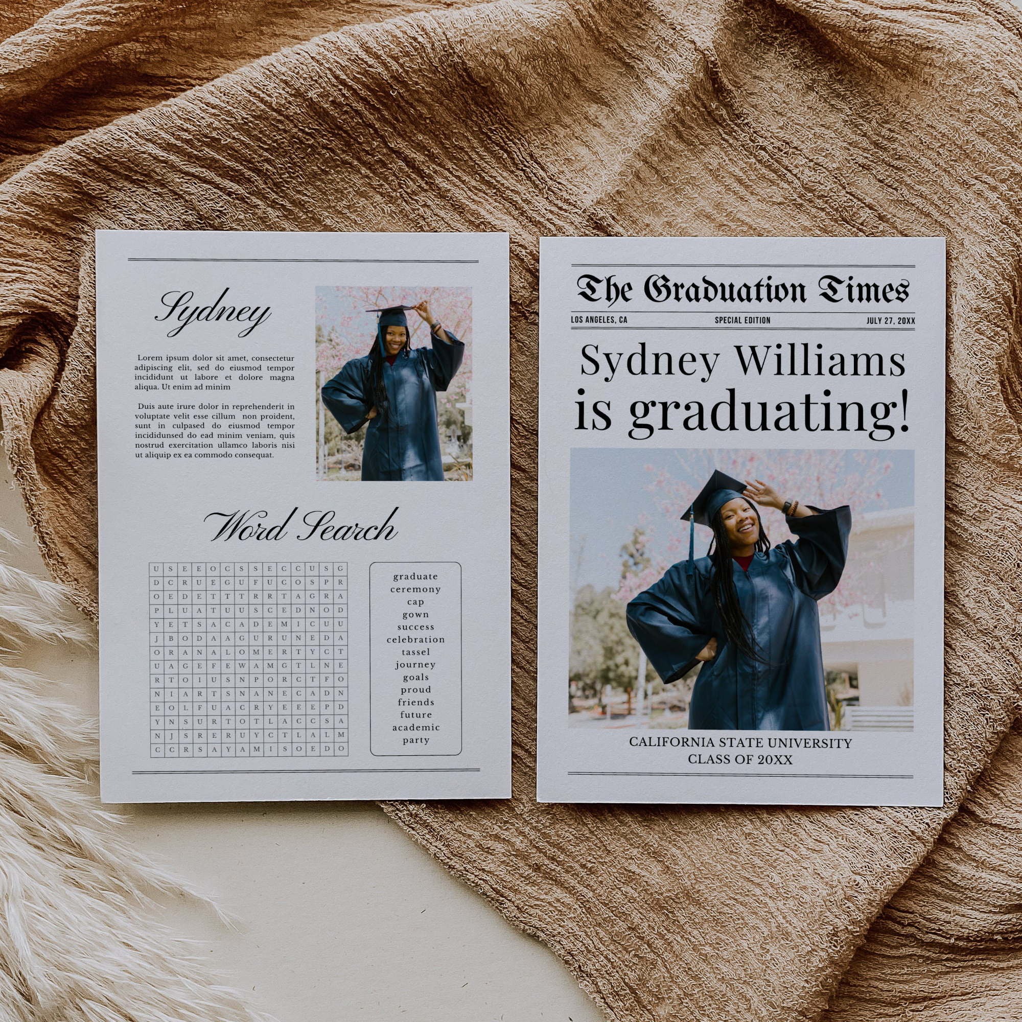 Graduation Newspaper Template: Senior Photo Keepsake (canva Editable ...
