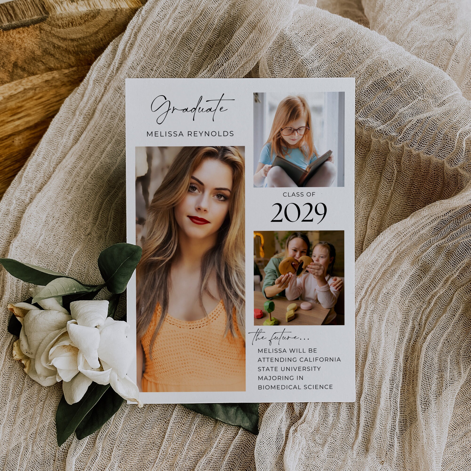 Graduation Announcement Template With Photos, Editable in Canva, Senior ...