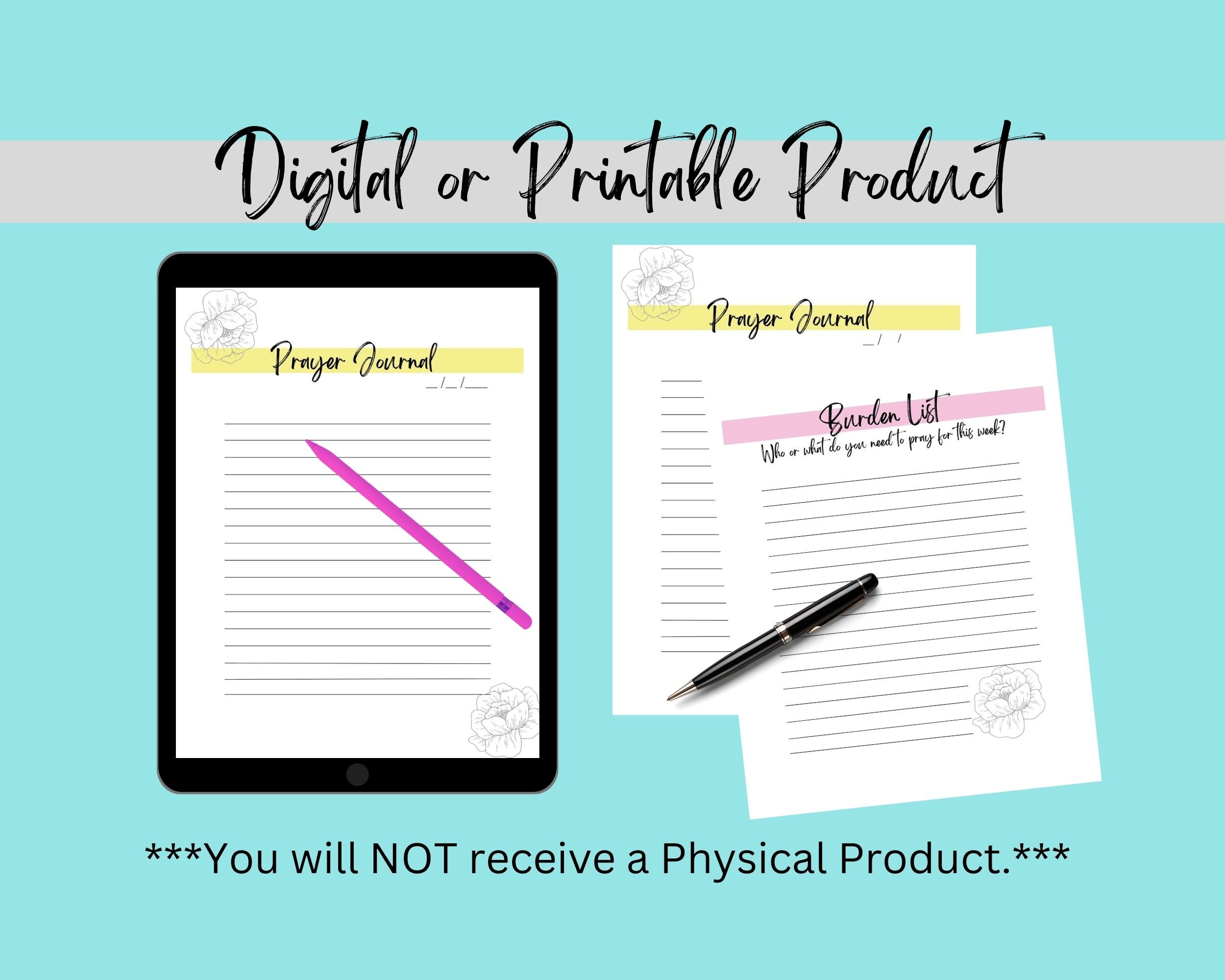 Printable or Digital Bible Study Bundle, Gratitude Journal, Prayer ...