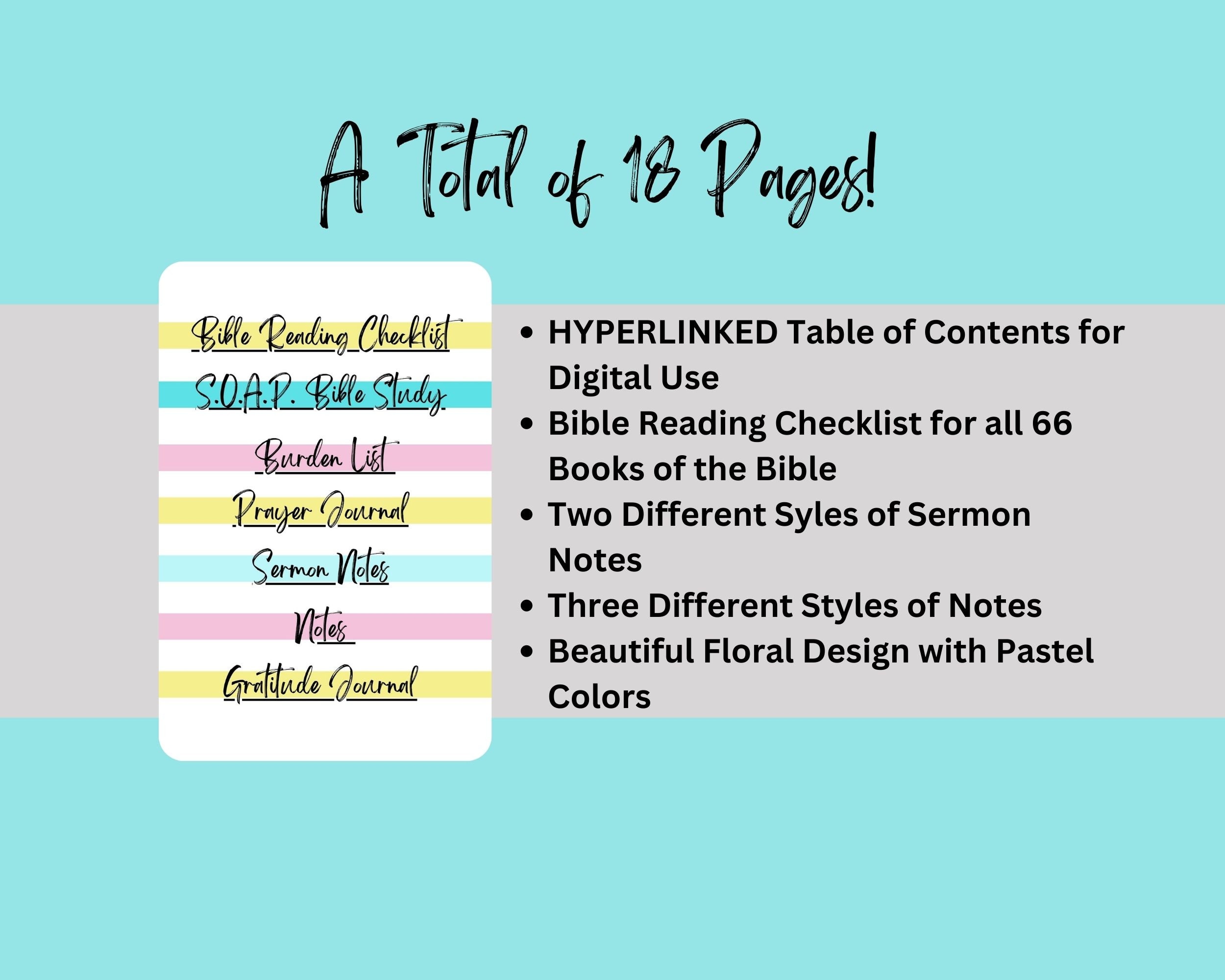 Printable or Digital Bible Study Bundle, Gratitude Journal, Prayer ...