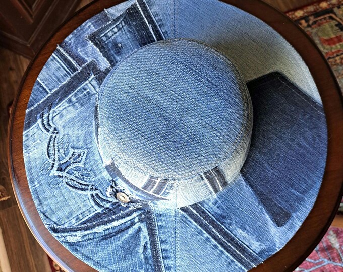 Upcycled Denim Hat With Unique Patchwork, Embroidery and Button ...