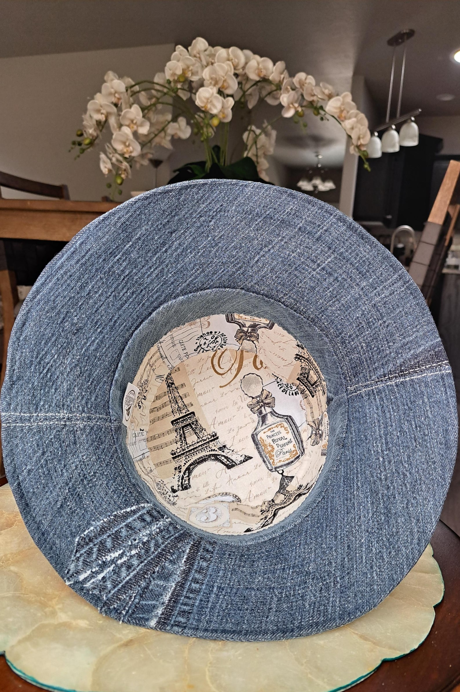 Upcycled Denim Hat With Rose Brooch: Bohemian Chic Style - Etsy