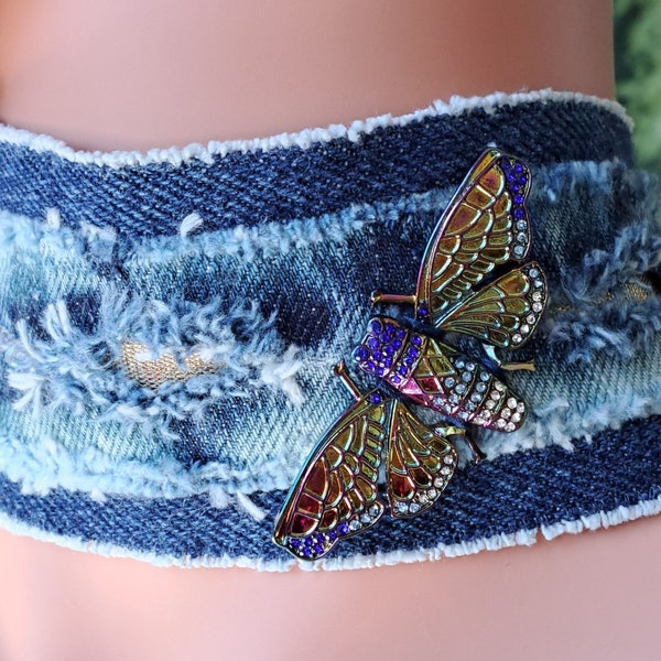 Denim Choker - Etsy
