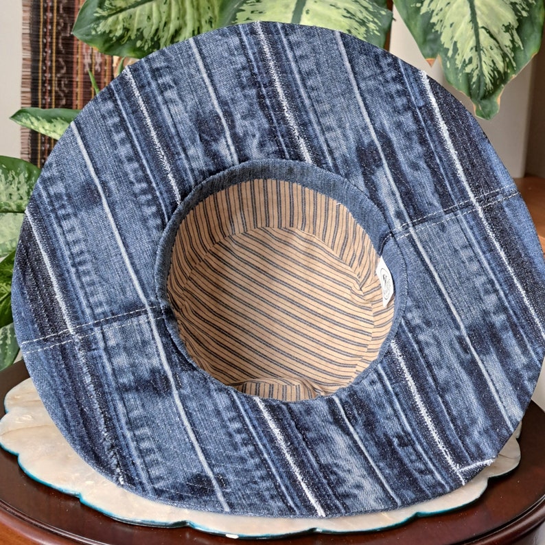 Denim Sun Hat With Unique Patchwork Embroidery and Rivets - Etsy