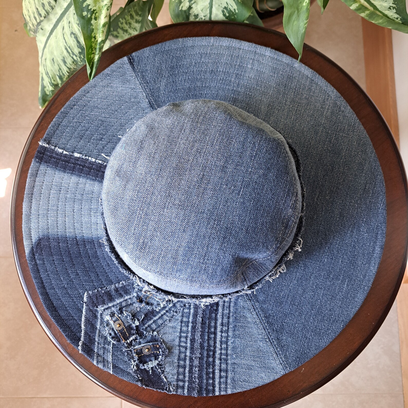Upcycled Denim Hat With Distressed Band and Rivets/ Perfect - Etsy