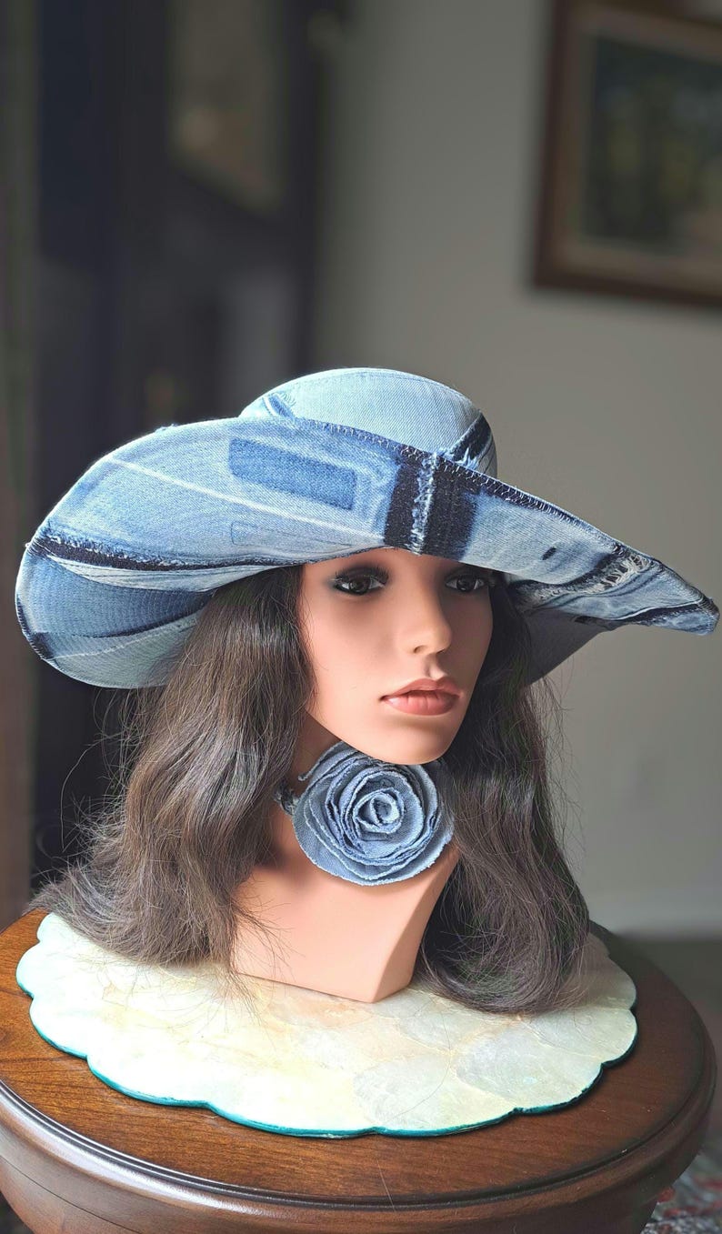 Upcycled Denim Hat With Patchwork and Copper Rivets / Perfect Gift ...