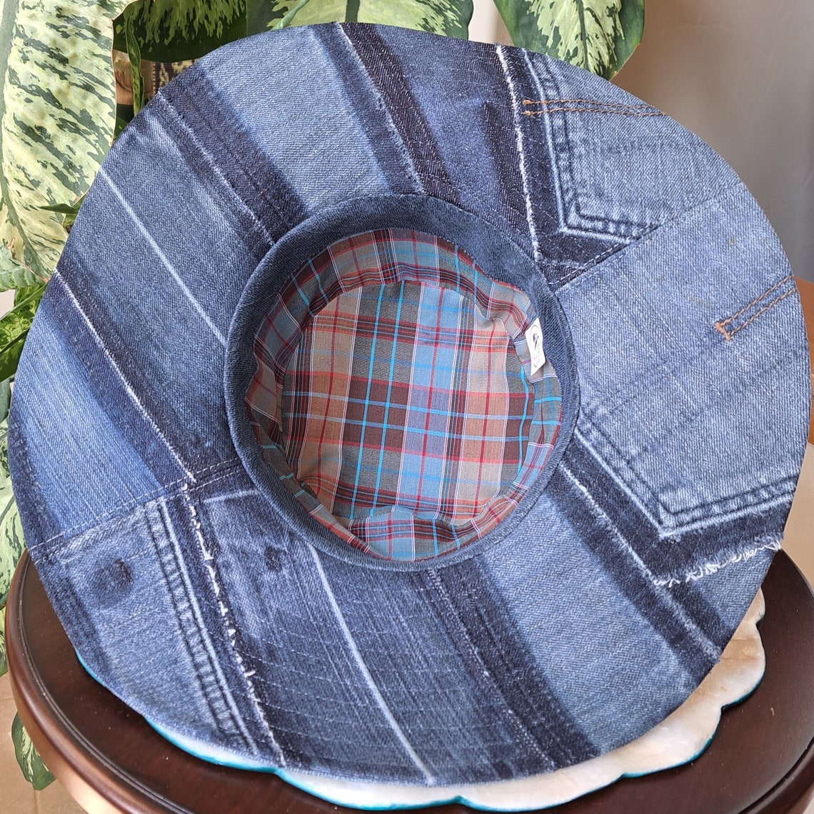 Upcycled Denim Hat With Distressed Band and Rivets/ Perfect - Etsy