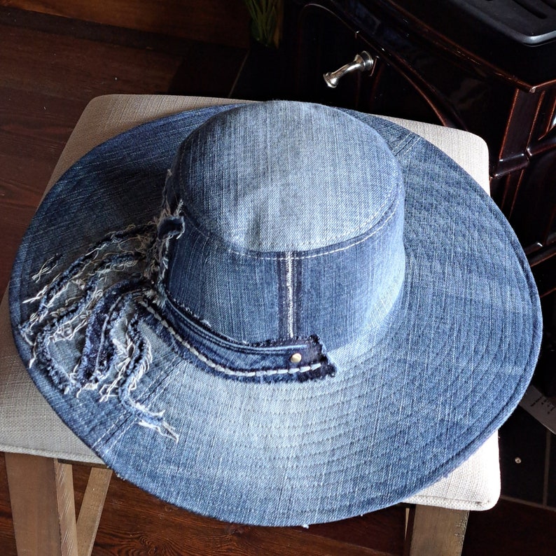 Upcycled Denim Hat With dragon Whiskers, Patchwork and Rivets/perfect ...