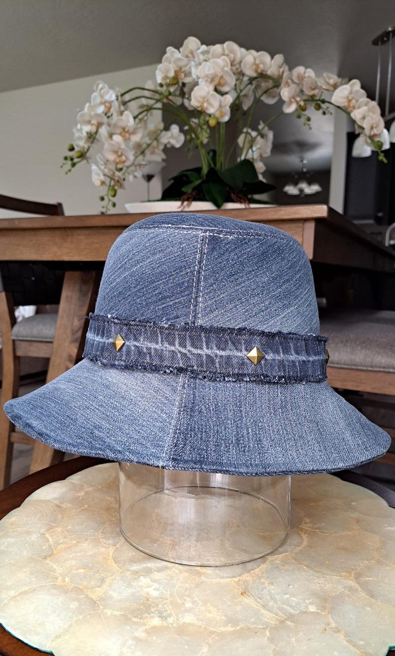 Upcycled Denim Hat With Rose Brooch: Bohemian Chic Style - Etsy