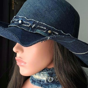 Upcycled Denim Hat With Patchwork ,distressed Headband and Golden ...