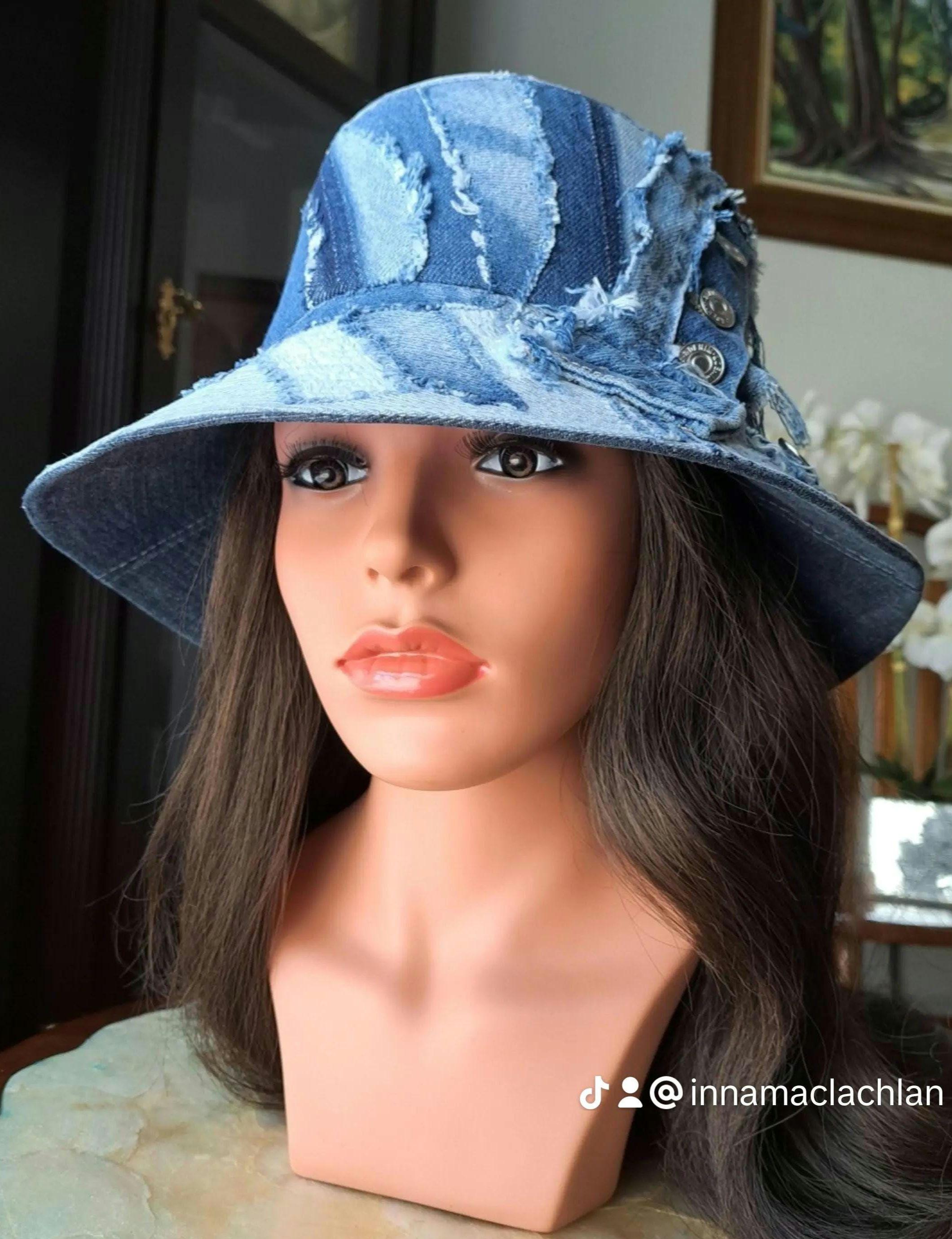 Upcycled Denim Hat With Patchwork and Silver Buttons /perfect Gift/see ...